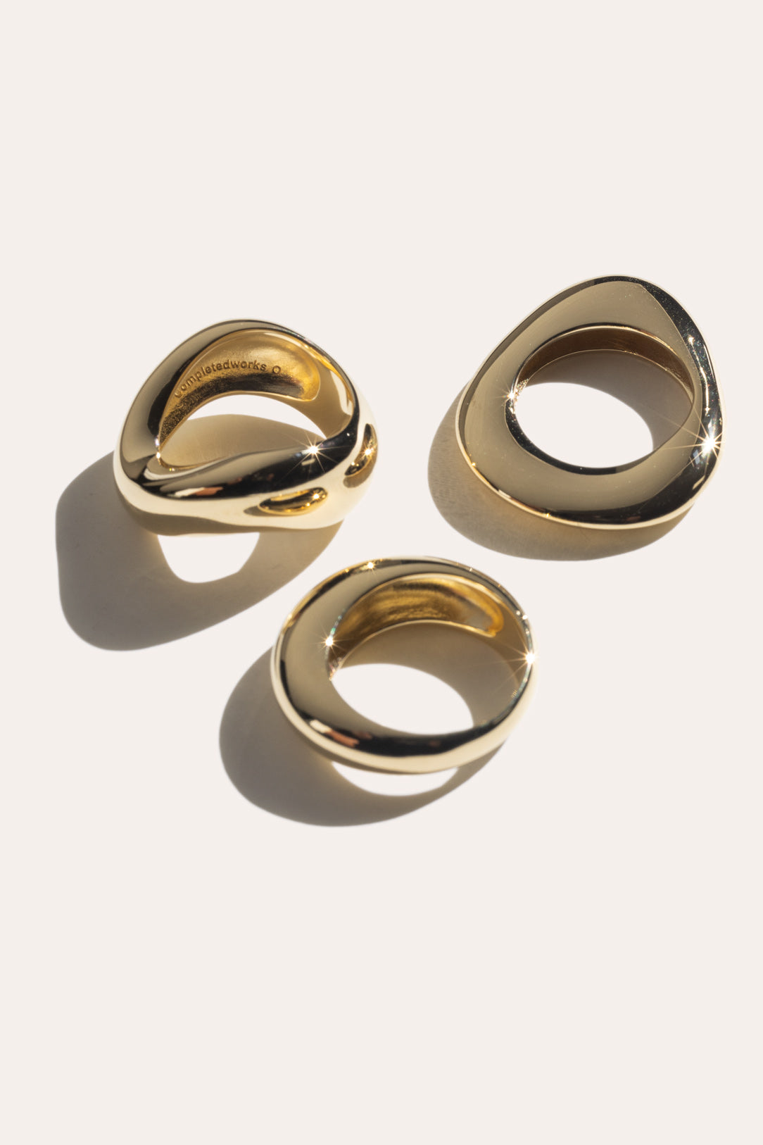 Post‐Capital - Set of 3 Platinum Plated Stacking Rings | Completedworks
