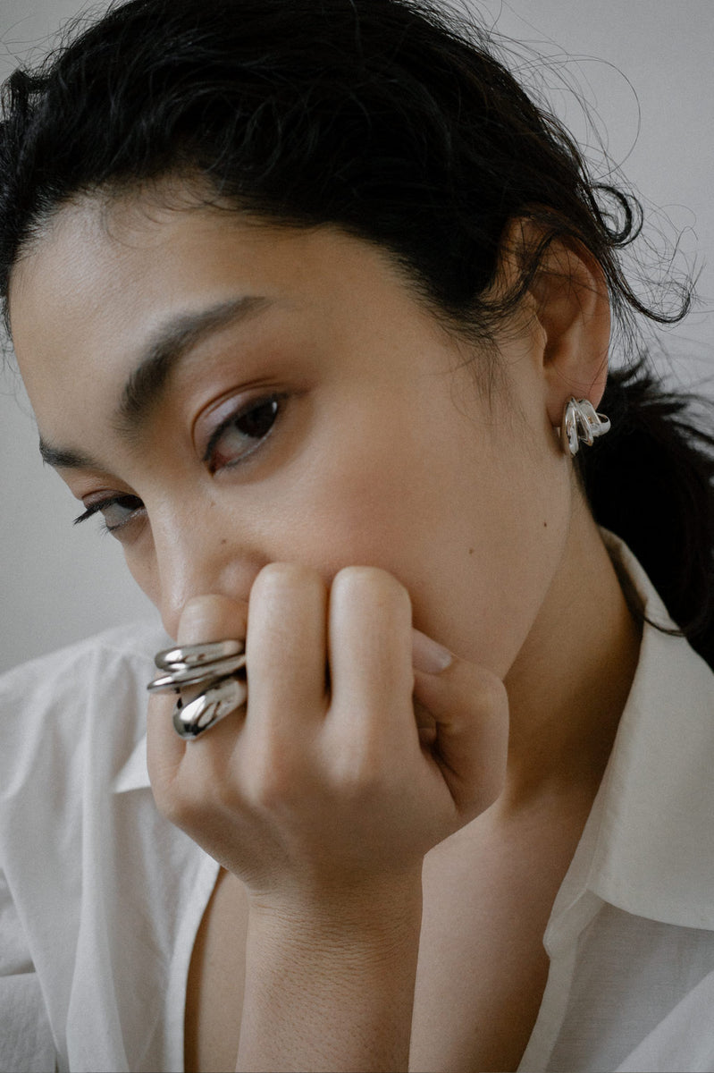 Post‐Capital - Set of 3 Platinum Plated Stacking Rings | Completedworks