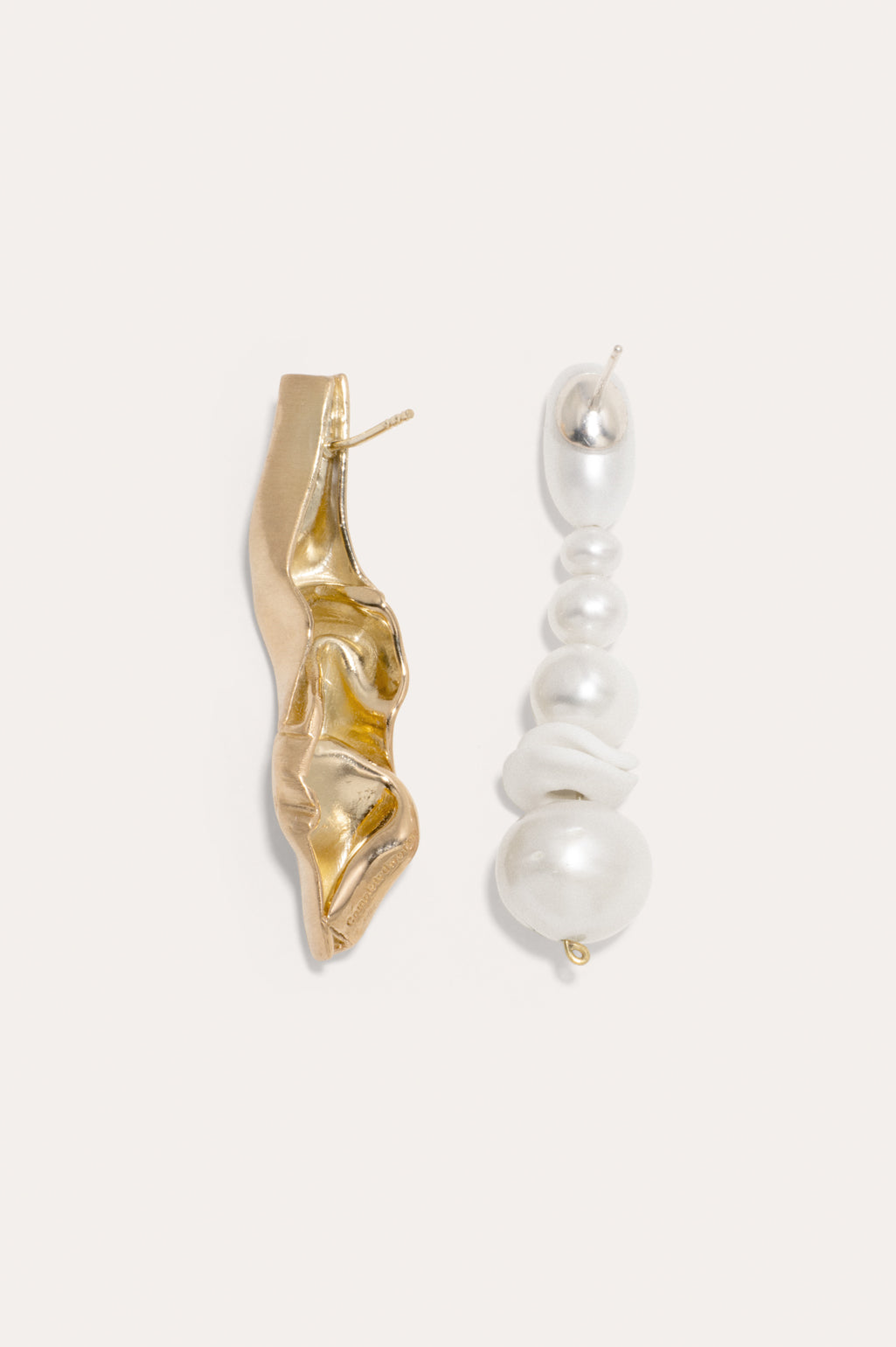 "Notsobig" Crumple - Pearl and Ceramic Gold Vermeil Earrings ...